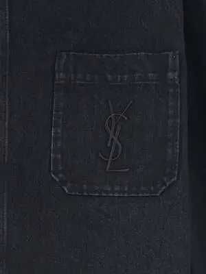 Saint Laurent Cassandre Black Denim Overshirt