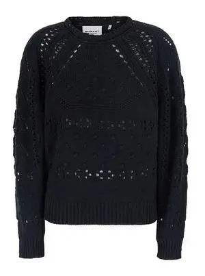 ISABEL MARANT ÉTOILE Isabel Marant Etoile Women 'Luce' Black Crew Neck Sweater With Perforated Design In Wool For Women