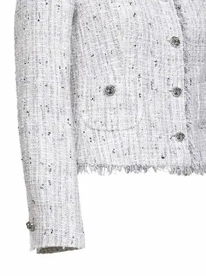 Tagliatore White Cotton Blend Tweed Jacket