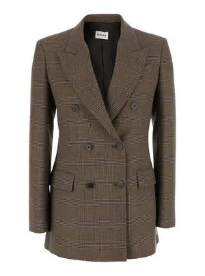 P.A.R.O.S.H P.A.R.O.S.H. Women Brown Double-Breasted Viscose And Wool Blazer For Women