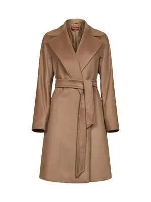 Max Mara Camel Mstdravenna Belted Wrap Coat - Multicolor
