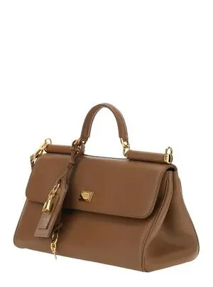Dolce & Gabbana Medium Handbag 'my Sicily' With Padlock Detail And Adjustable Removable Strap In Leather For - Brown