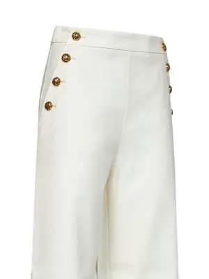 Max Mara Ivory White Cotton Mstbetulla Palazzo Trousers - Multicolor