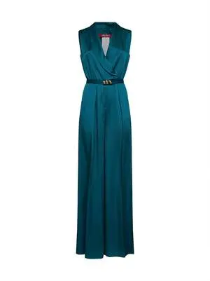 Max Mara Oil Green Mseorario Belted Tuxedo Jumpsuit - Multicolor