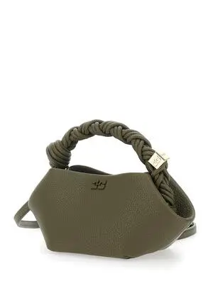 GANNI Bou Mini' Green Handbag With Woven Handle And Adjustable And Removable Strap In Grained Leather For - Multicolor