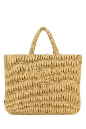 Prada Raffia Shopping Bag - Brown