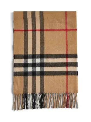 Burberry Beige Check Cashmere Scarf - Multicolor