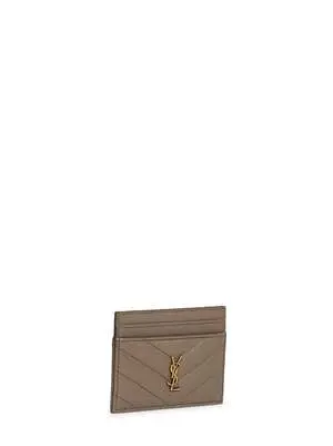 Saint Laurent Light Taupe Cassandre Card Holder - Multicolor