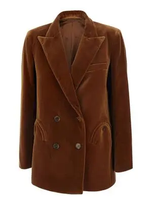 BLAZÉ MILANO Jealousy' Double-breasted Jacket With Peak Revers In Velvet For - Brown