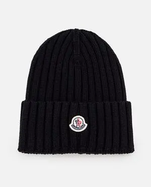 Moncler Ribbed Logo Beanie Hat - Multicolor