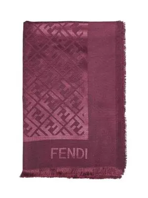 Fendi Silk Burgundy Silk And Wool Ff Shawl - Multicolor