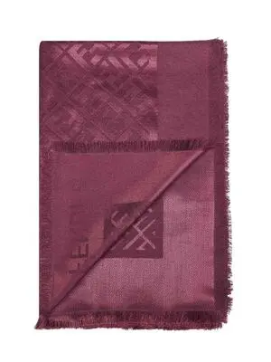 Fendi Silk Burgundy Silk And Wool Ff Shawl