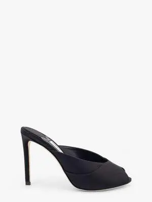 JIMMY CHOO Brigitte Mule 100 Satin Sandals - Black