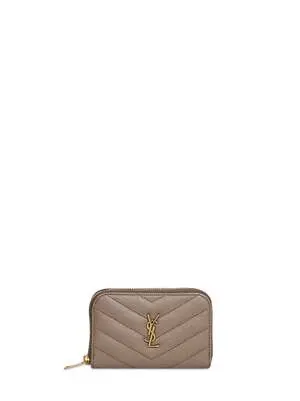 Saint Laurent Light Taupe Cassandre Zipped Change Purse - Multicolor