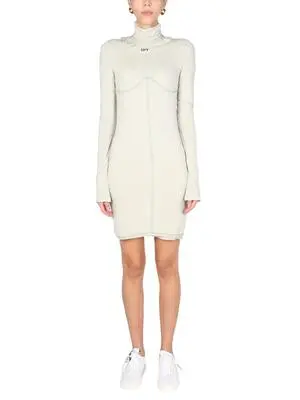 Off-White High Neck Dress - Gray