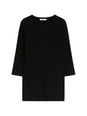 Max Mara Ribbed Viscose Crepe Pullover - Black