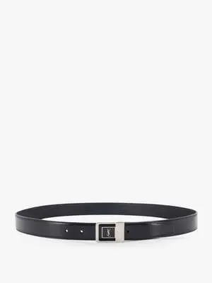 Saint Laurent La 66 Leather Belt With Silver Metal Buckle - Multicolor