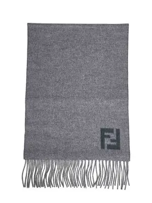 Fendi Silk Grey And Green Two-tone Wool And Cashmere Scarf - Multicolor