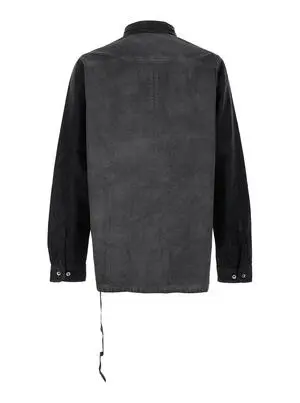 Rick Owens Splintered' Grey Shirt With Classic Collar And Faded Effect In Cotton - Multicolor