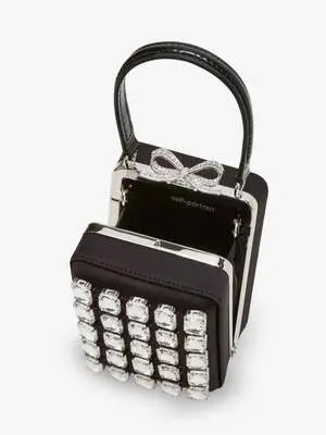 SELF-PORTRAIT Satin Shoulder Bag With Crystals
