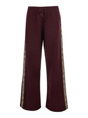 Burberry Jodie' Bordeaux Pants With Drawstring Waist And Check Motif On The Side In Cotton For - Multicolor