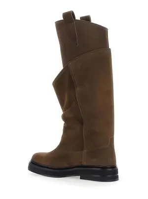 Attico Robin Passeggiata' Boots With Round Toe In Suede For - Brown