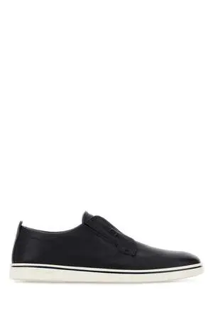 FERRAGAMO Leather Alfie Slip-ons - Black