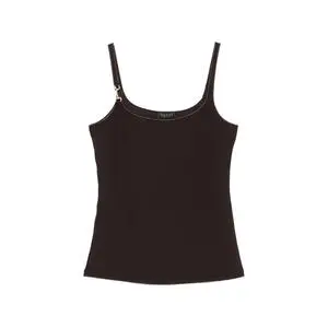 Gucci Scoop Neck Stretch Spaghetti Strap Tank Top - Brown