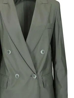 Max Mara Double-breasted Wool And Silk Blazer - Green