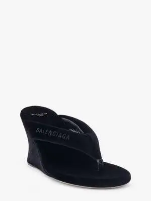 Balenciaga Gaeta Velvet Sandals - Black
