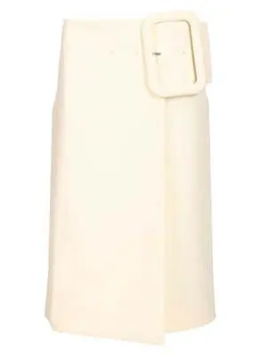 AMI Paris Wool Midi Skirt - White