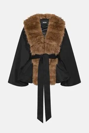 ROTATE BY BIRGER CHRISTENSEN Faux Fur Collar Jacket - Multicolor