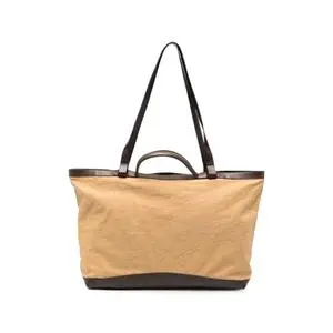 Dries Van Noten Canvas Tote Bag With Leather Trim - Cream