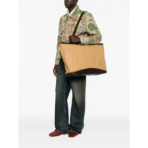 Dries Van Noten Canvas Tote Bag With Leather Trim - Cream