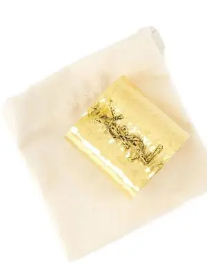 Saint Laurent Cassandre Cuff In Hammered Metal