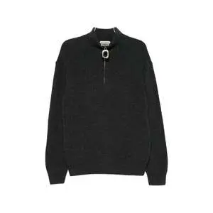 JW Anderson Ribbed Knit Half-zip Jumper - Gray