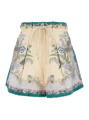 Zimmermann Indra Printed Linen Shorts - Multicolor