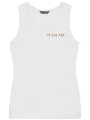 Balenciaga Tank Top In Light Knit Cotton - White