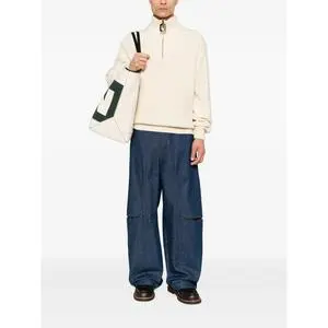 JW Anderson Ribbed Knit Half-zip Jumper - Cream