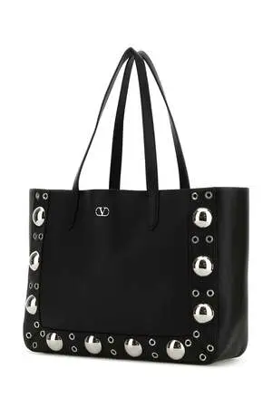 Valentino Garavani Leather Shopping Bag - Black