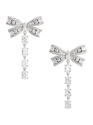 SELF-PORTRAIT Bow And Crystal Drop Earrings - Multicolor