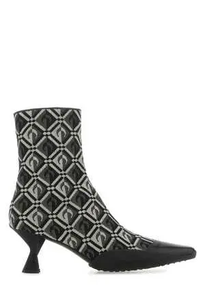 MARINE SERRE Embroidered Cotton Blend Moon Diamant Ankle Boots - Multicolor