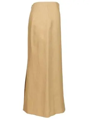 Max Mara Slim-fit Diagonal Linen Midi Skirt - Cream