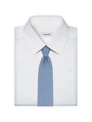 FERRAGAMO Square Gancini Print Silk Tie