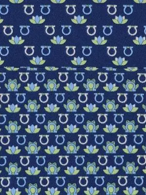 FERRAGAMO Frog Print Silk Tie - Blue