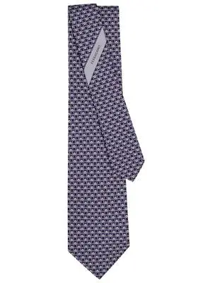 FERRAGAMO Tournament Print Silk Tie - Blue