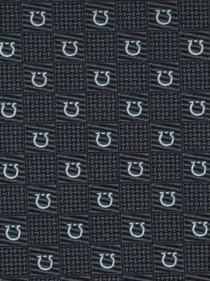 FERRAGAMO Gancini Silk Jaquard Neck Tie - Gray