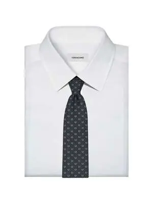 FERRAGAMO Gancini Silk Jaquard Neck Tie - Gray