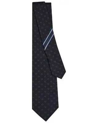 FERRAGAMO Ferragamo Men Gancini Jacquard Silk Tie Blue