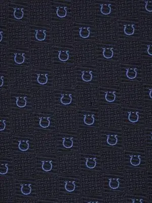 FERRAGAMO Gancini Jacquard Silk Tie - Blue